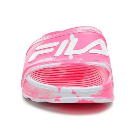 Fila | Shoes | Fila Sleek Marble Slides In Knockout Pink White Footwear ...
